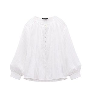 Zara | Tops | Zara Metallic Thread Oversized Cotton Blouse | Poshmark